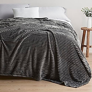 nestl Grey Fleece Blanket – Bed Blankets Queen Size, Lightweight Fuzzy Blanket, Super Soft Blanket, Queen Size Blanket for Bed, Cut Plush Blanket, 90 x 90 Inches Warm Cozy Queen Blanket