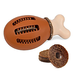 PetSafe Busy Buddy Chompin' Chicken Dog Toys – Treat Ring Holding Chew Toy – BPA Free Rubber – Chicken Scented – Interactive Pet Puzzle for Boredom or Separation Anxiety – Small to Large Dogs