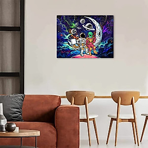 GemZono DIY Diamond Art for Adults Kids, Space Diamond Painting Kit, 5D DIY Astronaut and Alien Diamond Painting Picture Craft for Home Wall Decor (16X12 inch/ 40X30cm)