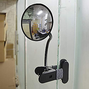 Ampper Glass Clip On Rear View Cubicle Mirror, Flexible Convex Security Mirror for Personal Safety Desk Rearview Monitors or Anywhere (3.75", Round)