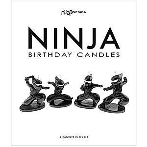 FIGHTING NINJA wax birthday candles (set of 4) - retro toy style - by NuOp Design