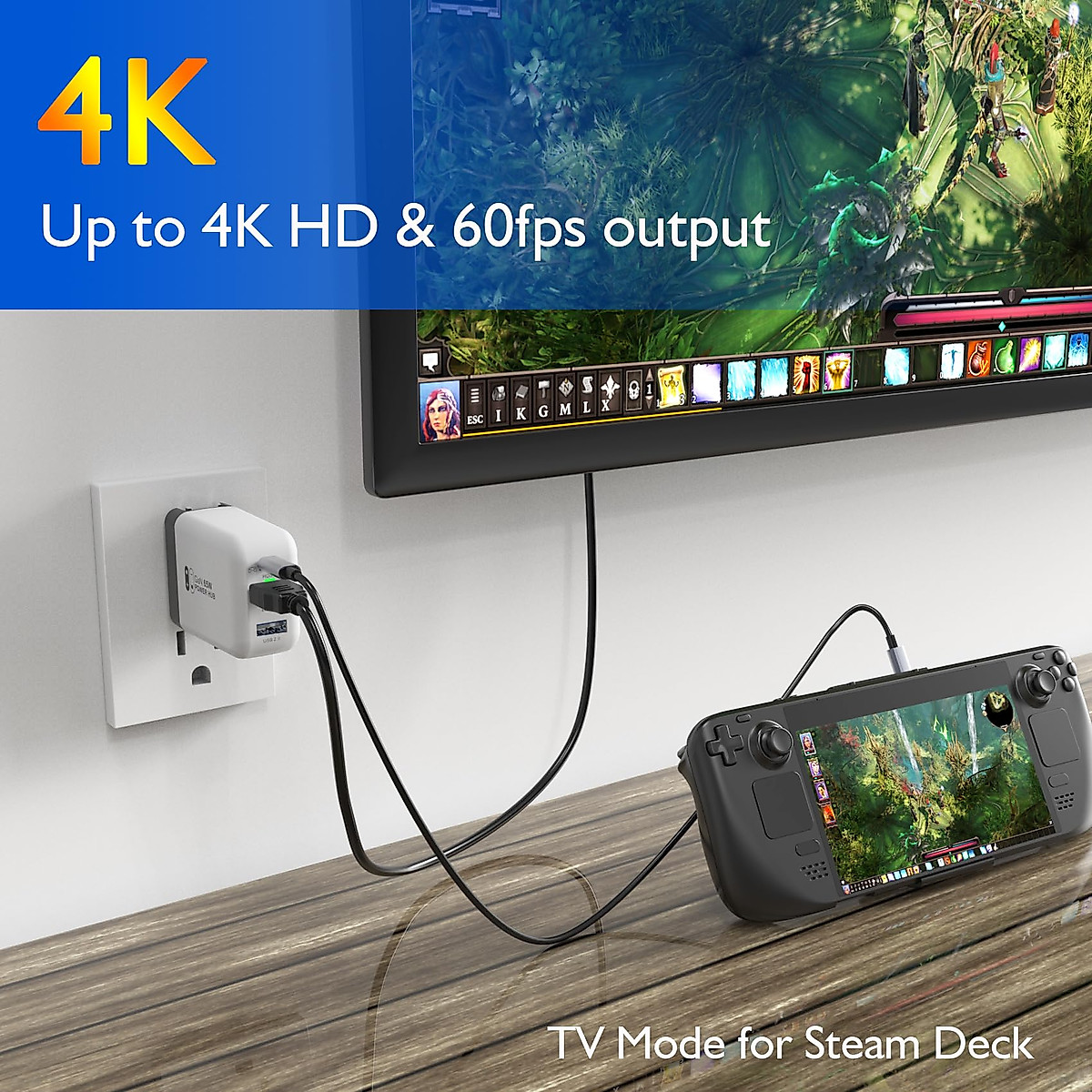 Mirabox 65W Portable Dock Charger for Nintendo Switch, Compatible with Switch OLED/Steam Deck/ROG Ally/Samsung Dex/iPad/MacBook, 4K 60Hz USB C TV Docking Station, Support Charging and HDMI Output