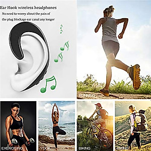 3C Light Ear Hook Wireless Bluetooth Headphone,Painless Wearing Single Ear Bluetooth Earpieces with Mic,Lightweight Non Bone Conduction Headsets for Cell Phone Android iPhone X/8/7/6(Black)