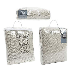 Pavilion Gift Company A House is Not A Home Without A Dog 50x60 Super Soft Herringbone Chevron Tassel Throw Blanket, Gray