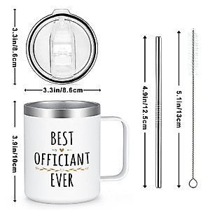 Lifecapido Wedding Officiant Gifts, Best Officiant Ever 12oz Insulated Coffee Mug, Coffee Mug With Handle, Thank You Wedding Gifts for Officiant Wedding Officiant from Couple Bride And Groom, White
