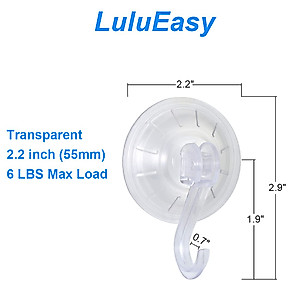 LuluEasy 2 Pack Suction Cup Hooks Strong Reusable Shower Hooks Clear Vacuum Suction Hanger for Towel Robe Wreath Festival Decoration Glass Window Wall Bathroom Kitchen