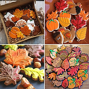 8-Piece Fall Cookie Cutter Set - Pumpkin, Maple Leaf, Football, Turkey, and More - Stainless Steel Baking and DIY Crafting Kit for Thanksgiving, Autumn Decor, and Festive Treats