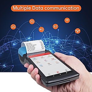Handheld Android 13.0 POS PDA Terminal Support 1D Barcode Scanner 2D Barcode Scanning 4G BT Communication with 5.5 Inch Touchscreen 58mm Width Thermal Label Printing for Supermarket Restaurant