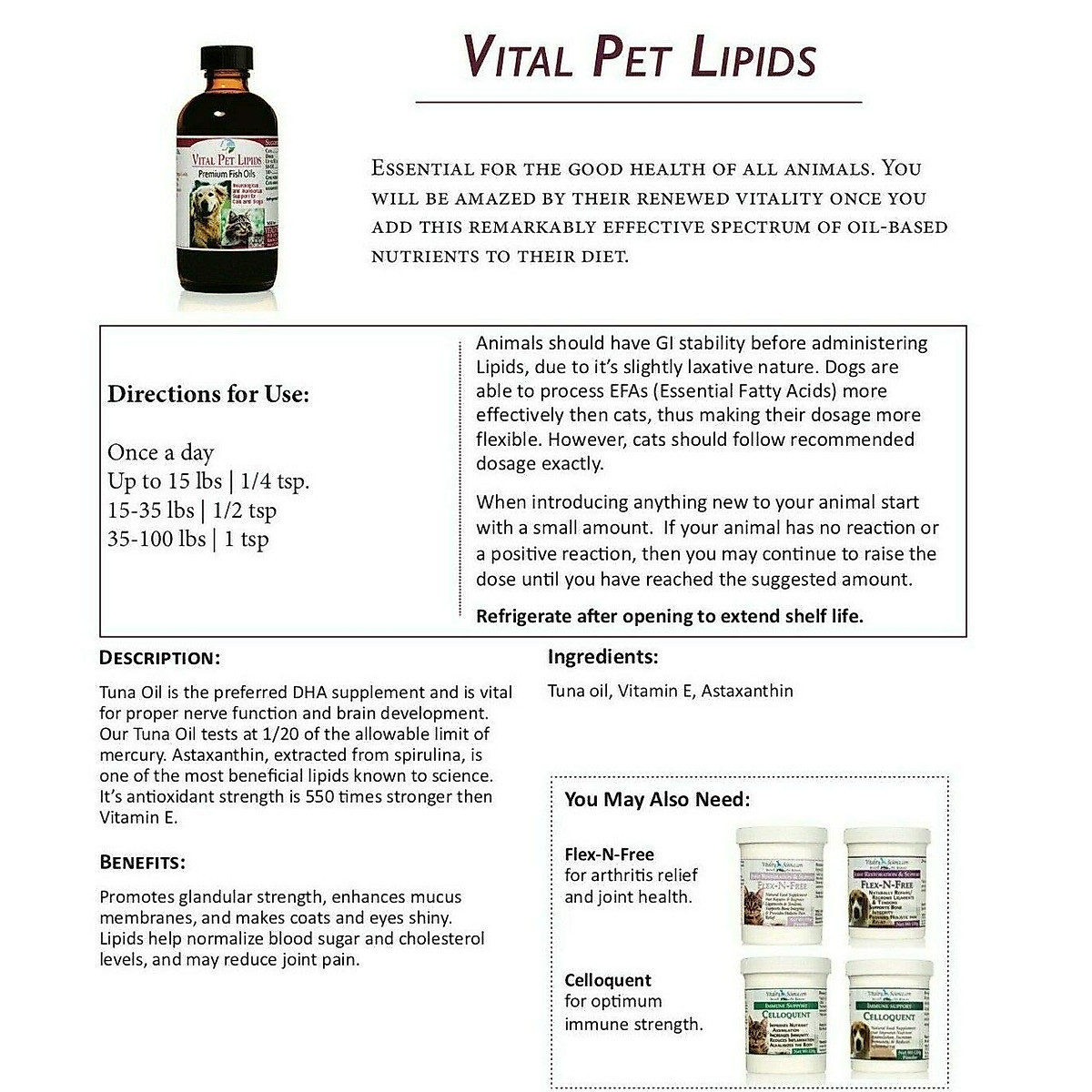 Vital Pet Lipids for Cats & Dogs 8 oz.