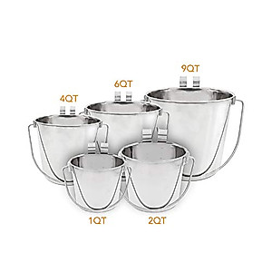 Fuzzy Puppy Pet Products Flat Sided Pail with Dual Hooks, Snugly Fit On Dog, Cat and Critter Crates & Cages, Heavy Duty Stainless Steel, 9 Quart (FSP-9)