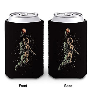 Can Cooler Sleeves Coozies for Cans And Bottles Insulators Basketball Astronaut Space Print PVC Elastic Reusable