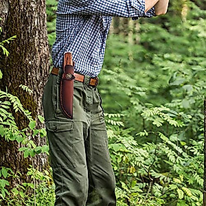 DONGKER 8.6" Handmade Leather Knife Sheath, Vertical Knife Sheaths Belt for Blade Knife