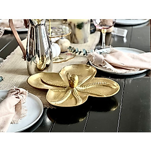 Large Gold Bronze Octopus Snack Bowl Tray - Tentacle Decorative Centerpiece, Ashtray & Serving Platter, Chip and Dip, Candy, Salsas, Food Tray, Steampunk Home Decor Gift, Entertaining, 13.6"L