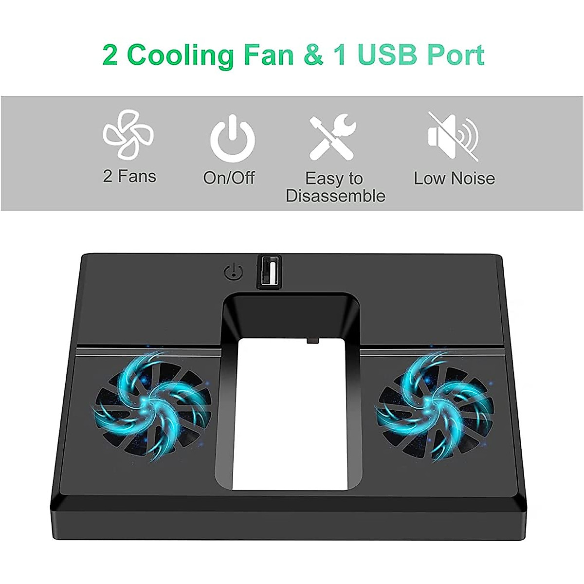 Cooling Fan for Xbox Series X Game Console, Colorful Discoloration Cooler with Dual Controller Charger Dock Station, Vertical Stand USB Cooling Bracket Heat Dissipation Accessaries for Xbox Console