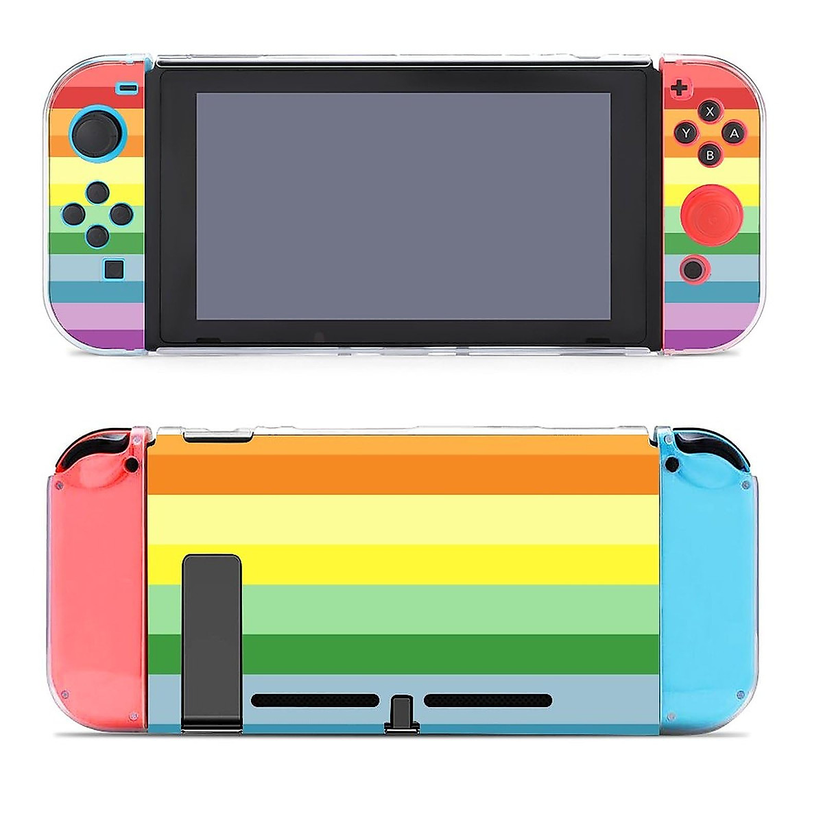 Gay Pride LGBT Rainbow Printed Protective Case Cover Compatible with Switch Game Console Controller with Holder Stand