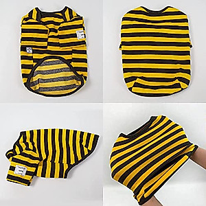 U&Pet Dog All Day Striped T-Shirts Cotton Clothes,Pet Stretchy Soft Basic Clothes for Small Medium Large Dogs (L, Grey)