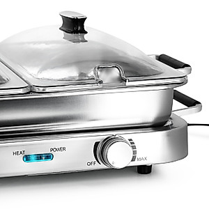 MegaChef 3-in-1 Electric Chaffing Buffet Server and Warming Tray with Triple 2.63 Quart Trays and 8.6 Quart Baking Pan