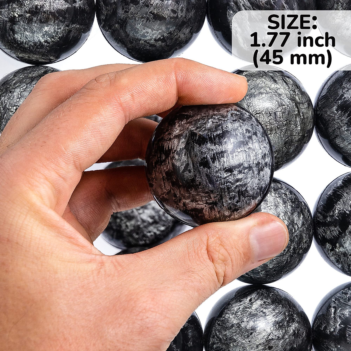 Entervending 25 Pcs Large Bouncy Ball 45 mm - Silver Bowling Bounce Balls