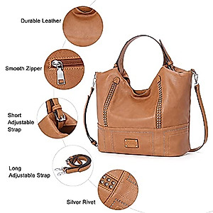 CLUCI Hobo Bags for Women Vegan Leather Purse Fashion Crossbody Shoulder Bags Top Handle Satchels Brown