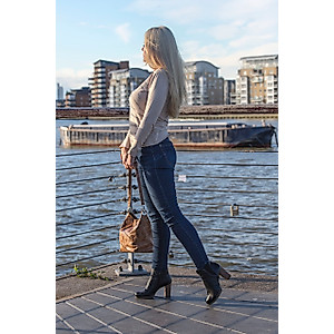 LiaTalia Womens Shoulder Bag - Soft Grained Leather - Medium Size Hobo Handbag Purse Made with 100% Italian Leather - ADAL (Olive Green)