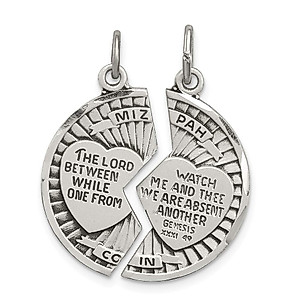 BillyTheTree Jewelry Sterling Silver Satin Antiqued 2-Piece Mizpah Pendant