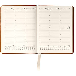 Graphic Image 2023 Leather Planner, Desk Diary Agenda Appointment Book, Luxury Soft Leather Bound in The USA, 7x9", Black