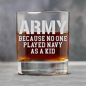 Lucy Engraving Funny US Army Whiskey Glass - Engraved Military Gifts for Dad - 11 oz Rock Glass