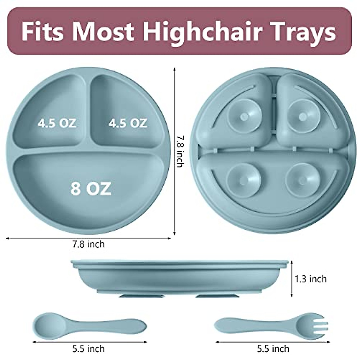 18 Pcs Baby Suction Plates Toddler Divided Plate Set Silicone Baby Plates with Forks and Spoons Baby Plates with Suction Toddler Utensils for Baby Kids Dishwasher Microwave Safe (Macaron Color)