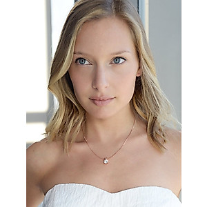 Mariell Cubic Zirconia Crystal Rose Gold Pendant Necklace for Women, 2 Carat CZ Bridal Wedding Jewelry