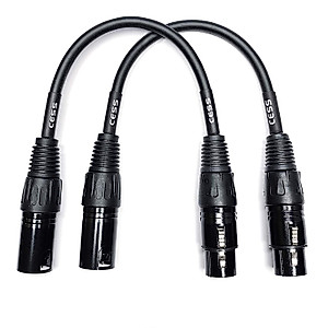 CESS-078 XLR 3-Pin to XLR 5-Pin Adapter Cables, XLR3M to XLR5F & XLR3F to XLR5M, 2 Pack