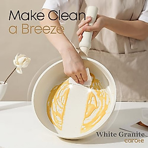 CAROTE Pots and Pans Set Nonstick Cookware Sets 10 Pcs Induction Cooking Set Dishwasher Safe Cookware w/Frying Pans & Saucepans PFOS PFOA Free(Cream Granite)