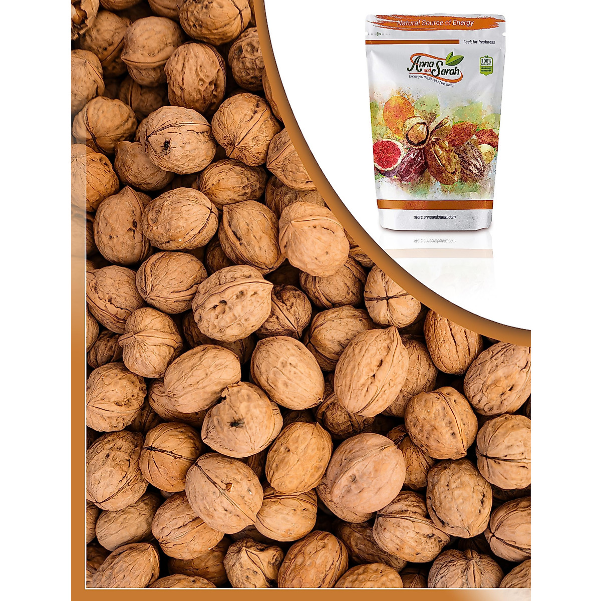 Anna and Sarah Walnuts in Shell, Jumbo, Fresh, Buttery Taste, Easy to Crack, California Chandler, Natural Shells, Not Bleached 5.5 Lbs