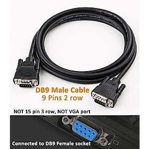DTech 15ft DB9 RS232 Serial Cable Male to Male Null Modem Cord Full Handshaking 7 Wire Crossover for Data Communication Compatible with Computer Network Switch Router (15 Feet, Black)
