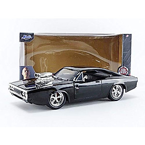 Jada Toys Fast & Furious 1:24 Dom's 1970 Dodge Charger R/T Die-cast Car Bare Metal, Toys for Kids and Adults, Black