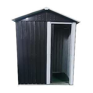 Outdoor Metal Storage Shed with Singe Lockable Door,Galvanized Metal Shed with Air Vent Suitable for The Garden,Tiny House Storage Sheds Outdoor for Backyard Patio Lawn-5'x 3', Black