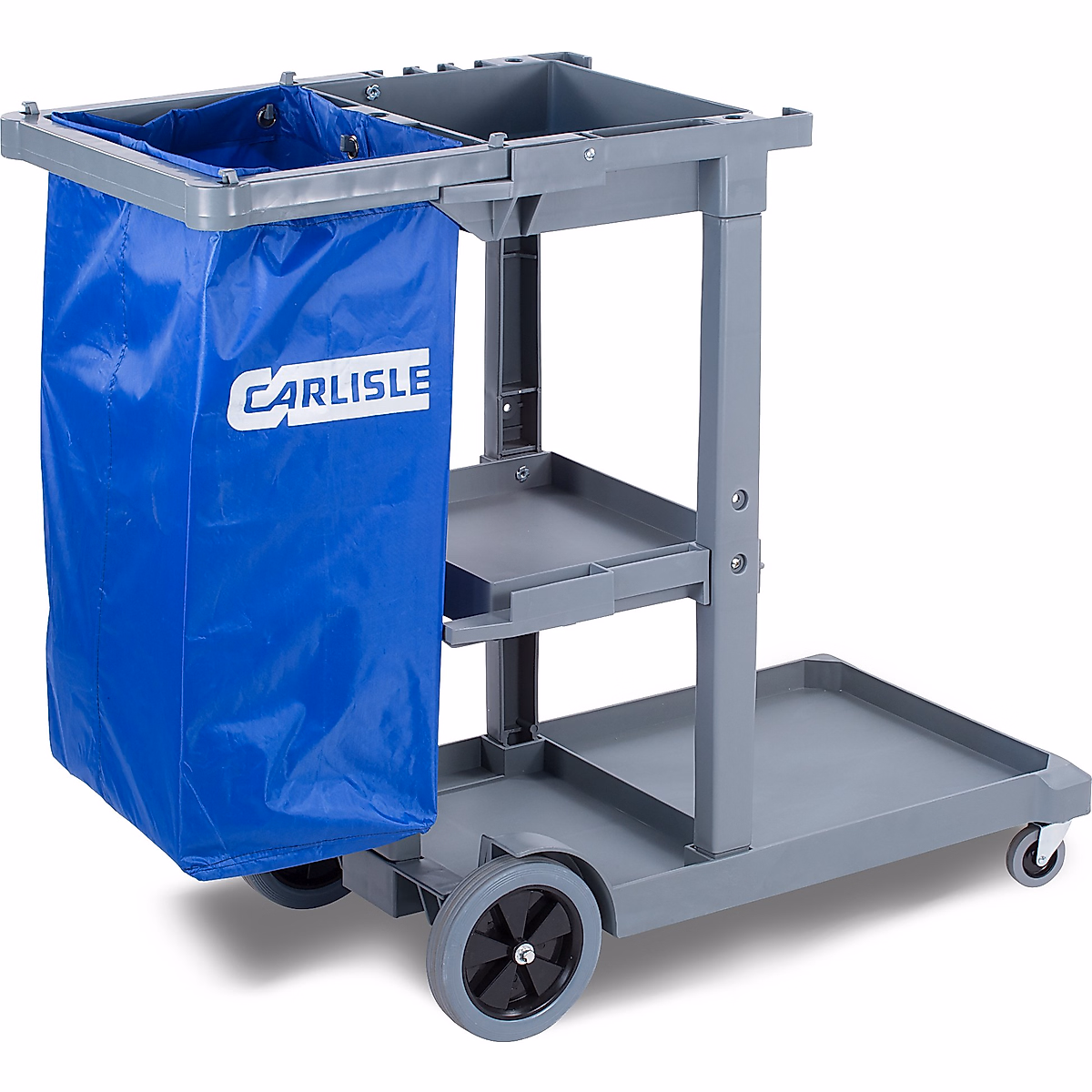 Carlisle FoodService Products Plastic Short Platform Janitorial Cart, 300 lbs Capacity, 45" x 19" x 39", Gray