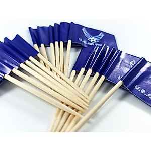 JBCD US Air Force Wings Toothpick Flag Mini Small Cupcake Topper Flags, 100 pcs