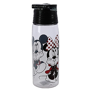 Jerry Leigh Disney Mickey and Minnie Mouse Acrylic Flip Top Water Bottle, Clear