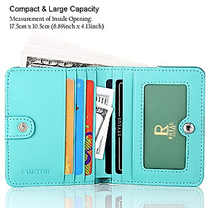 FUNTOR Small Wallets for Women, Ladies Small Compact Bifold Pocket RFID Blocking Genuine Leather Wallet for Women