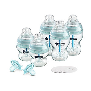 Tommee Tippee Fussy Baby Complete Solution, Baby Bottle Set | Advanced Anti-Colic Bottles, Breast-Like Nipples, Travel Lids, 0-6m Ultra-Light Silicone Pacifiers