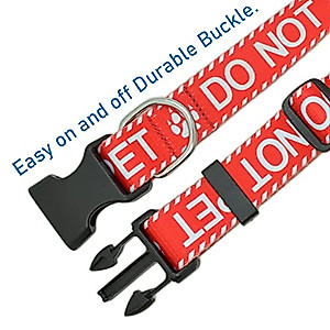DWOOFG Dog Collar for DO NOT PET, Sturdy Durable with Buckle , Red Dog Collars for Small Medium Large Dogs, Premium Adjustable Polyester Pet Collar
