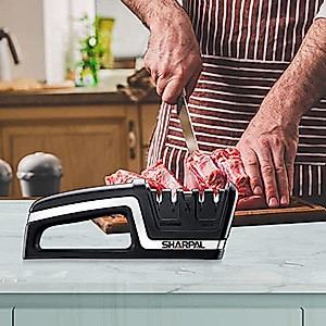 SHARPAL 104N Professional 5-in-1 Kitchen Chef Knife & Scissors Sharpener, Sharpening Tool for Straight & Serrated Knives, Repair and Hone both Euro/American and Asian Knife, Fast Sharpen Scissor