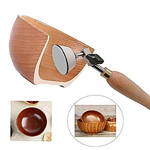 Bowl Sander, Sanding Tool for Woodworking, With 2 Inch Hook and Loop Sanding PU Pad and 11.8 Inch Long Hardwood Handle, Total 50 Pcs Sandpaper Discs in Grits 80/120/150/180/240