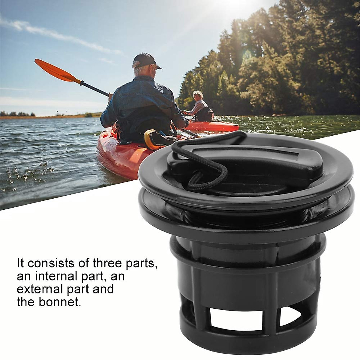 OUKENS Boat Air Valve, PVC Double Seal Anti-Leakage Secure Air Valve Cap Spiral Air Plugs Replacement for Inflatable Boat Raft Paddle Surfboard Airbed Dinghy