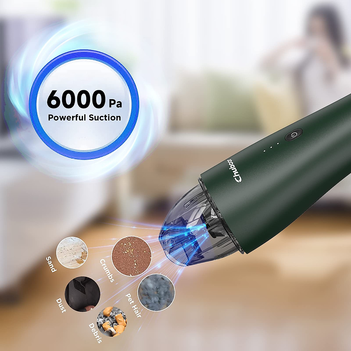 Chuboor Handheld Vacuum Cordless, Mini Vacuum with Air Buster, Portable and Rechargeable Mini Vacuum-Cordless for Home and Car (Black)