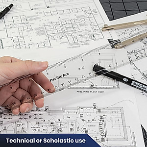 Pacific Arc 18 Inch Ruler Clear Plastic, Graduations in Inches and Centimeters