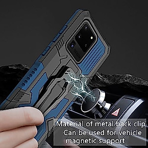 Asuwish Compatible with Samsung Galaxy S20 Ultra 5G Protective Case and Tempered Glass Screen Protector Belt Clip Shockproof Bumper Kickstand Phone Cover for S20ultra 20S S 20 A20 S2O 20ultra G5 Blue