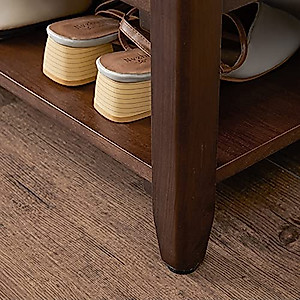 HOOTSMALL Entryway Shoe Rack Bench 2-Tier Wooden Shoe Storage Ideal for Entryway Living Room and Corridor (Brown 31.5'')