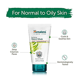 Himalaya Purifying Neem Mask for Deep Cleaning, to Reduce Acne & Leave a Clean, Clear Complexion, 5.07 oz