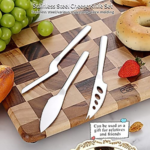 Kyraton Cheese Knife Set of 3, Charcuterie Accessories, Ergonomic Design Cheese Cutter Knives for All Type of Cheese, Cheese Slicer Butter Knife Spreader